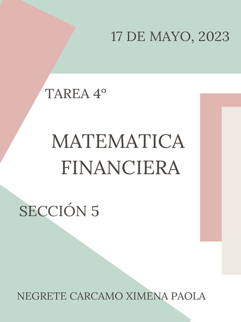 Matemática Financiera 4° Grado | PDF