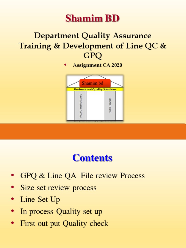 For Line QC GPQ Training 1682907711 | PDF | Quality Assurance