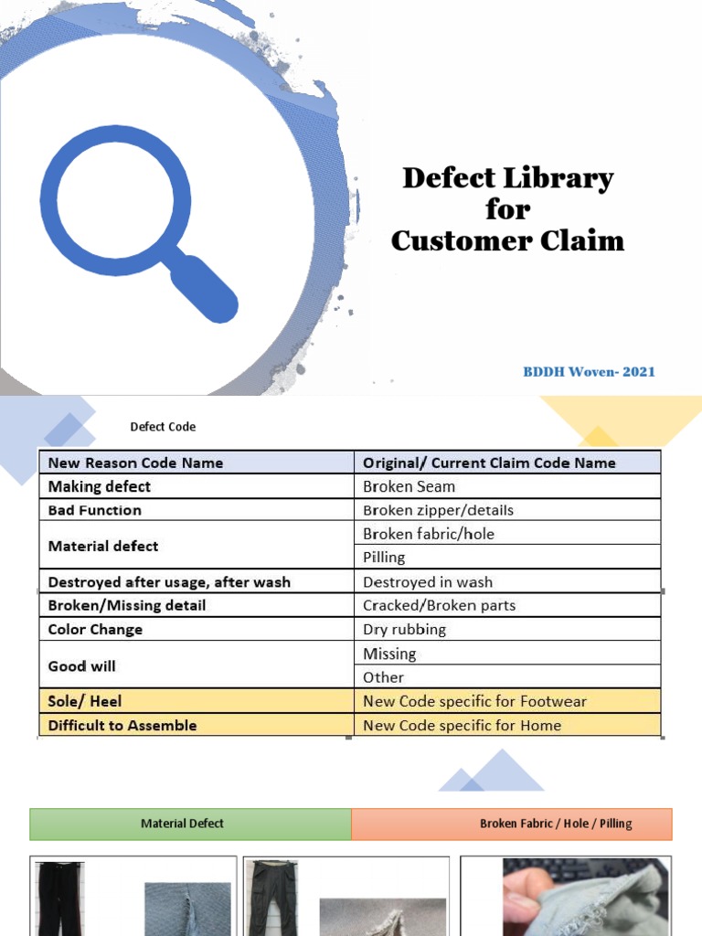 2021 BDDH Woven Defect Codes | PDF