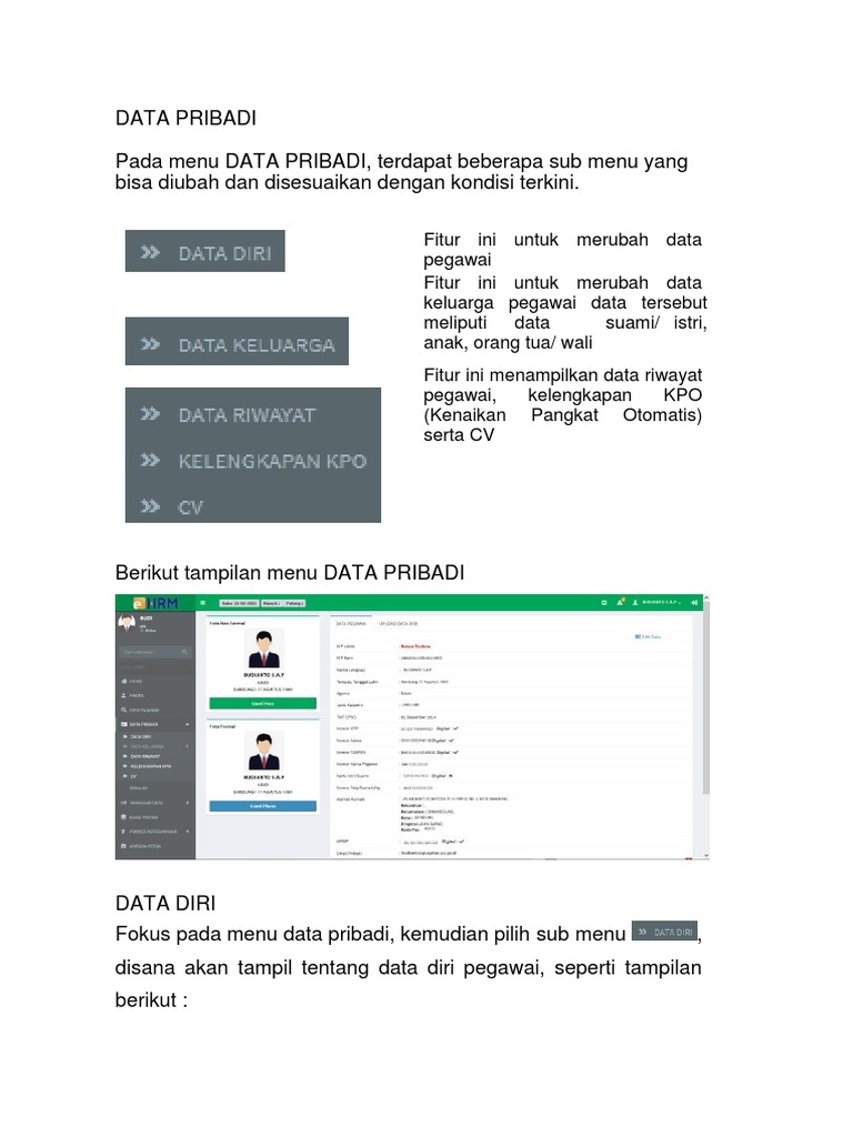 Panduan Ubah Data Pribadi Pegawai | PDF
