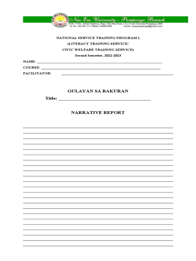 Narrative Report (NSTP 2023) | PDF | Learning | Cognition