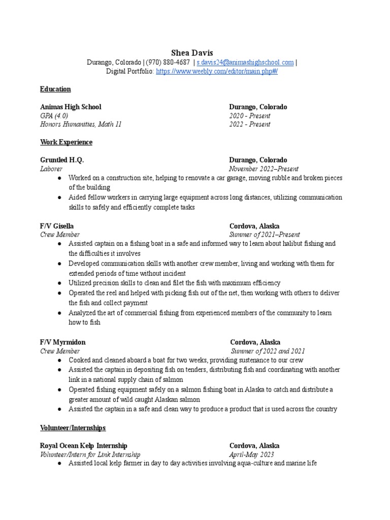 the official shea davis - ahs resume this is the one your looking for | PDF