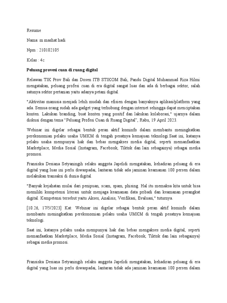 Resume Webinar | PDF