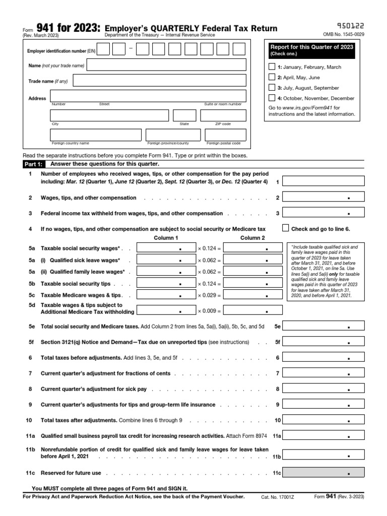 Employer's QUARTERLY Federal Tax Return: Answer These Questions For ...