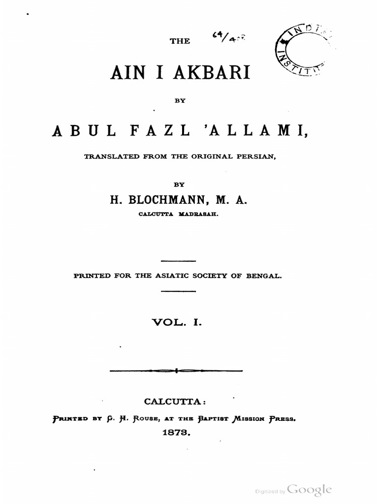 Overview of Ain-i-Akbari Volume 1 | PDF