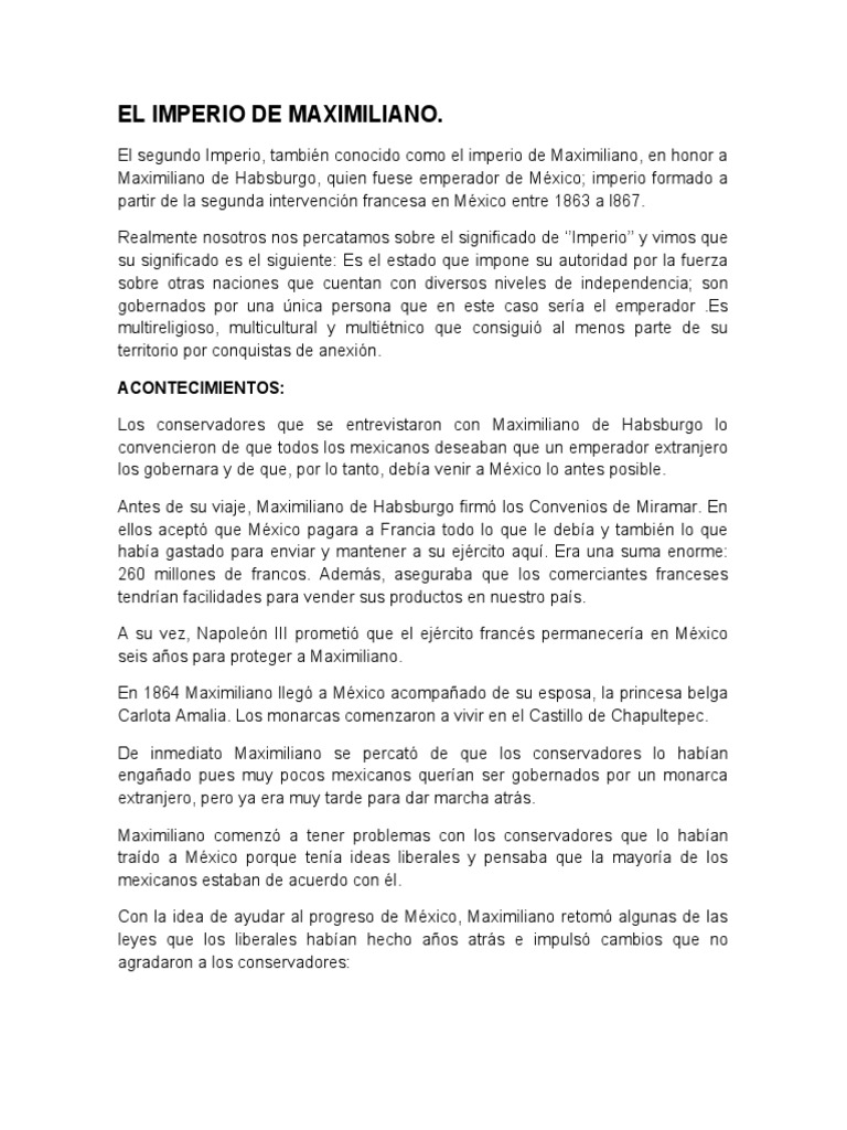El Imperio de Maximiliano | PDF | México | Conflictos