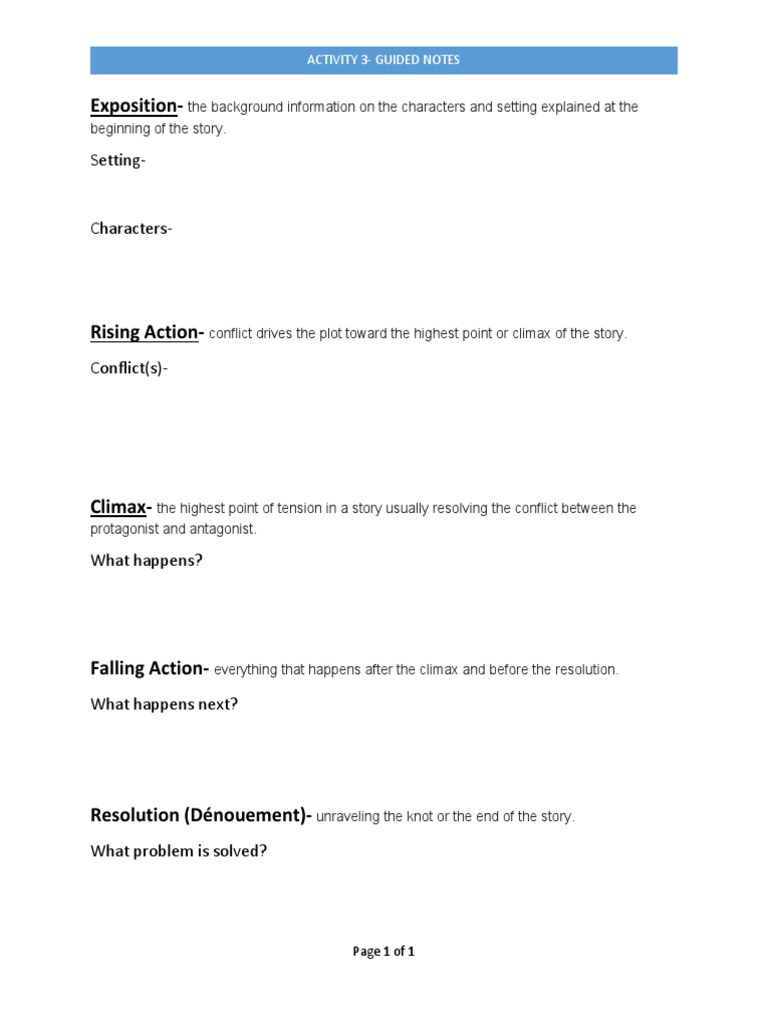 Story Structure Guided Notes | PDF
