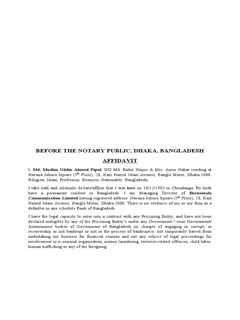 Affidavit Barnamala - MD | PDF | Bangladesh | Justice