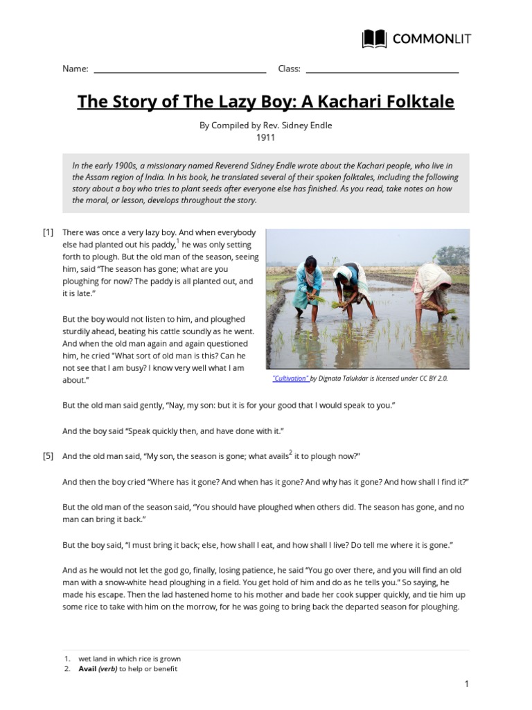 The_Story_of_The_Lazy_Boy__A_Kachari_Folktale-to go with ch 4 in novel | PDF