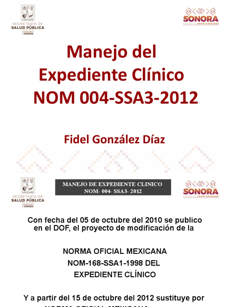 Expediente Clinico Nom 004 - 2022 | Descargar gratis PDF | Cuidado de la salud | Historial médico
