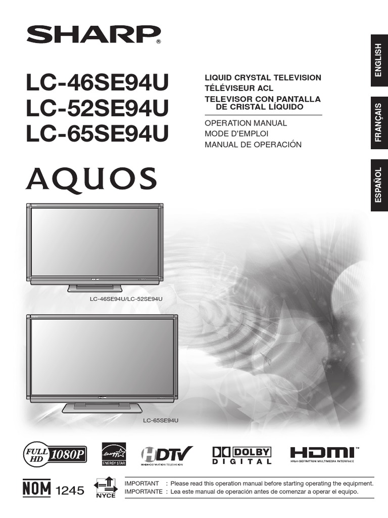 Sharp LC46 52 65SE94U Om | Download Free PDF | Electromagnetic Interference | Radio