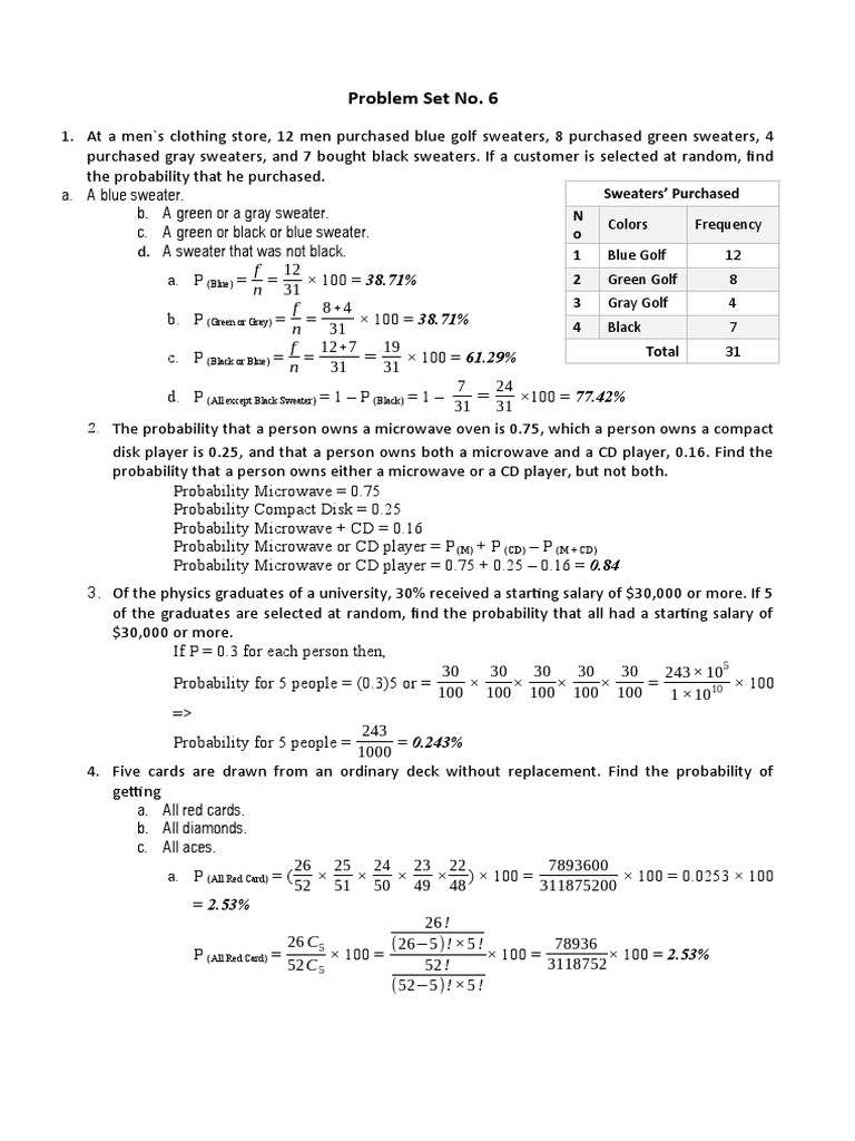 Problem Set No. 06 | PDF