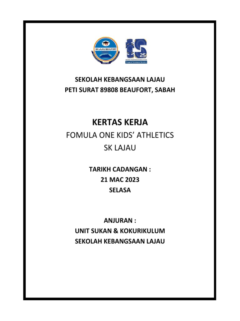 Kertas Kerja Pertandingan Kids Athletics SKLB 2023 | PDF