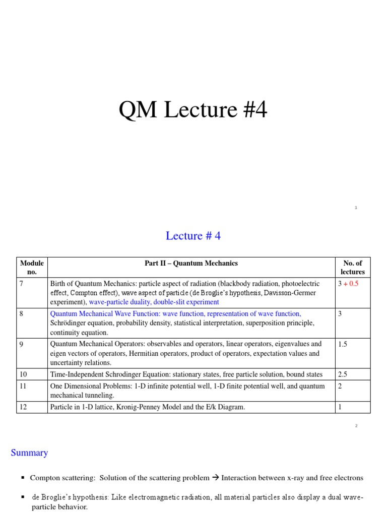PYL101 QM Lecture 4 | PDF | Quantum Mechanics | Wave Function