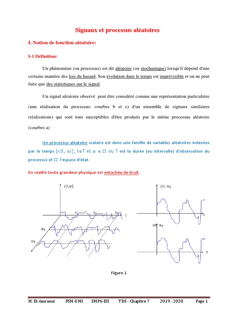 SMP - S6 - EII - TDS - El Amraoui - Chapitre 7 | PDF | Processus stationnaire | Processus ...
