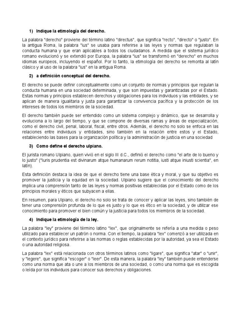 Indique La Etimología Del Derecho | PDF