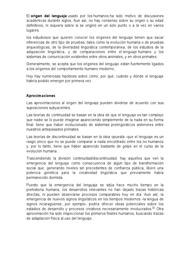 Historia Del Lenguaje | PDF | Comunicación no verbal | Origen del lenguaje