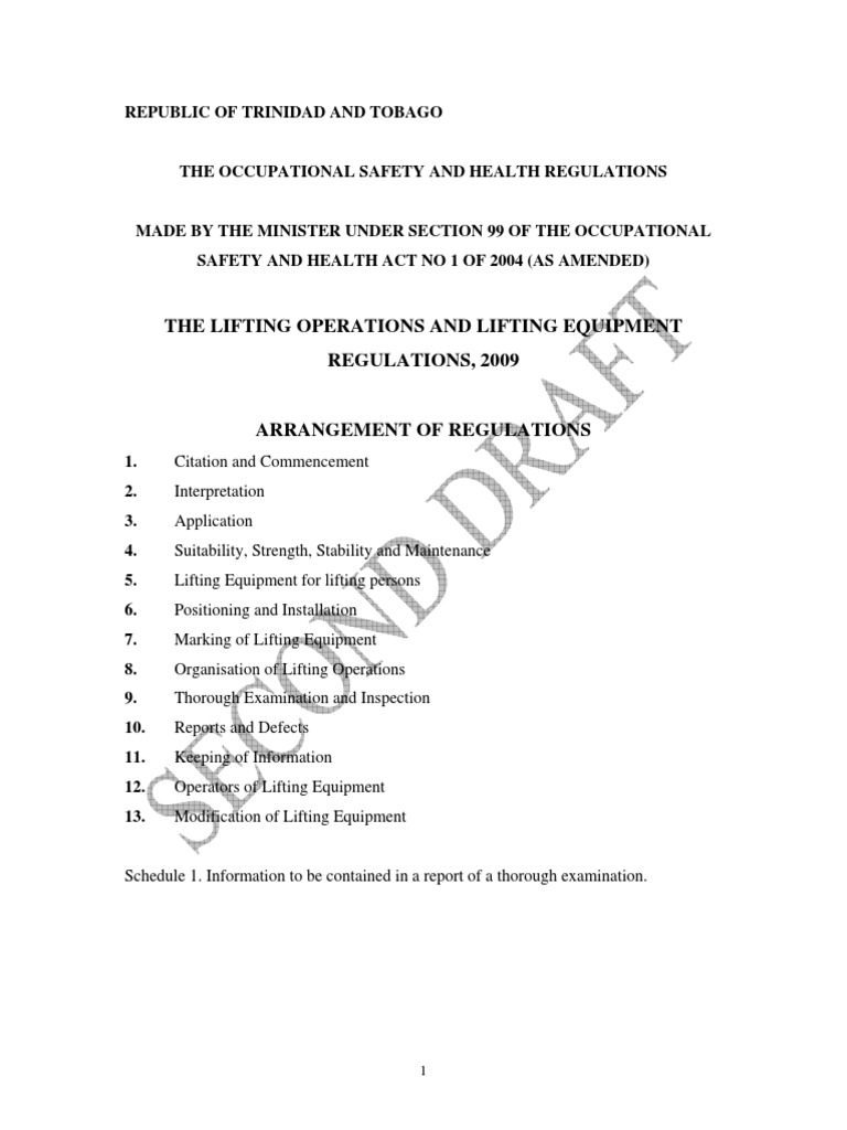 Draft T& T LOLER Regulations | PDF | Safety