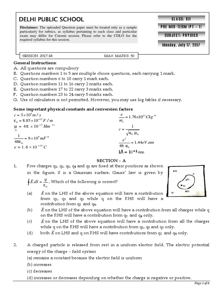 QP Xii Physics 201718 | PDF | Capacitor | Inductor