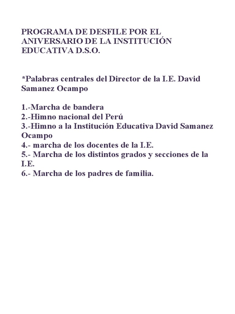 Programa de Desfile | PDF