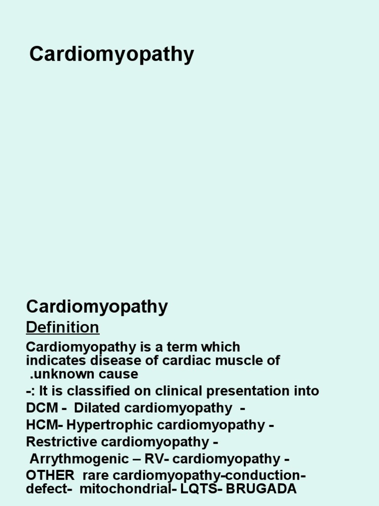 Understanding Cardiomyopathy Types and Treatment | PDF | Heart ...
