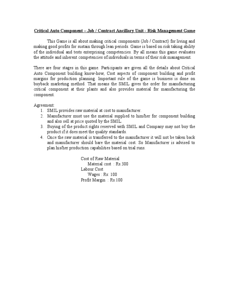 Risk Management Game | PDF | Risk Management | Risk