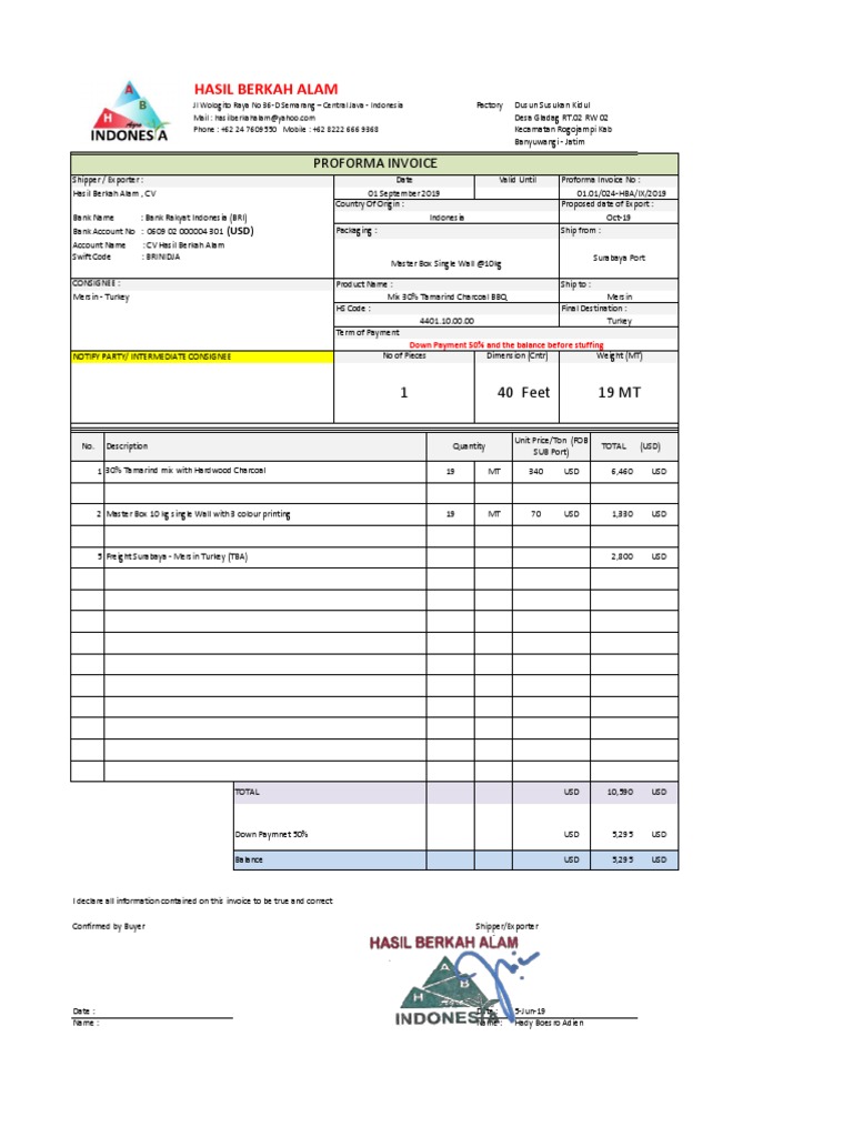 Performa Invoice-Turkey - 30 Tamarind Mix - With Kardus | PDF
