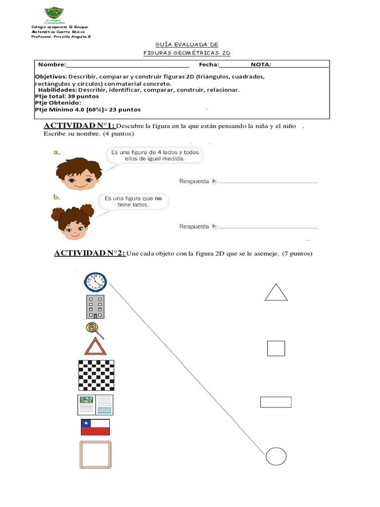 Guia Evaluada de Geometría Cuarto Bàsico | PDF
