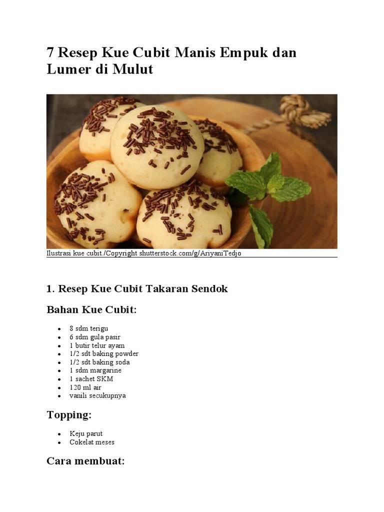 7 Resep Kue Cubit Manis Empuk Dan Lumer Di Mulut | PDF