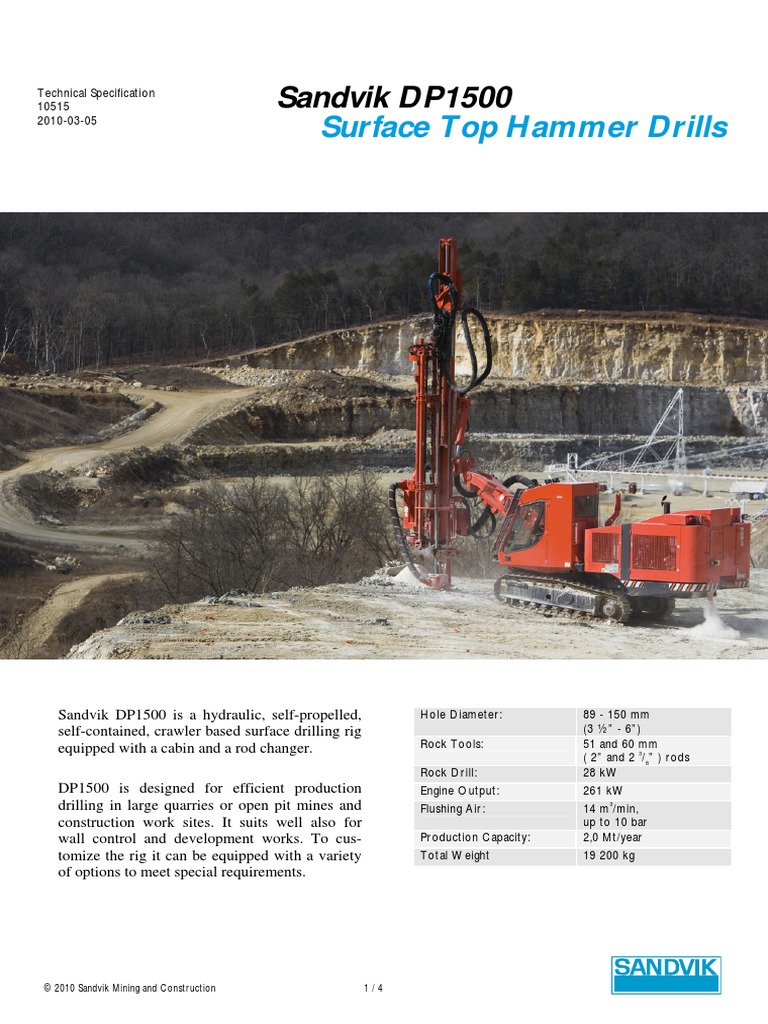 Sandvik DP1500 | PDF | Drill | Drilling