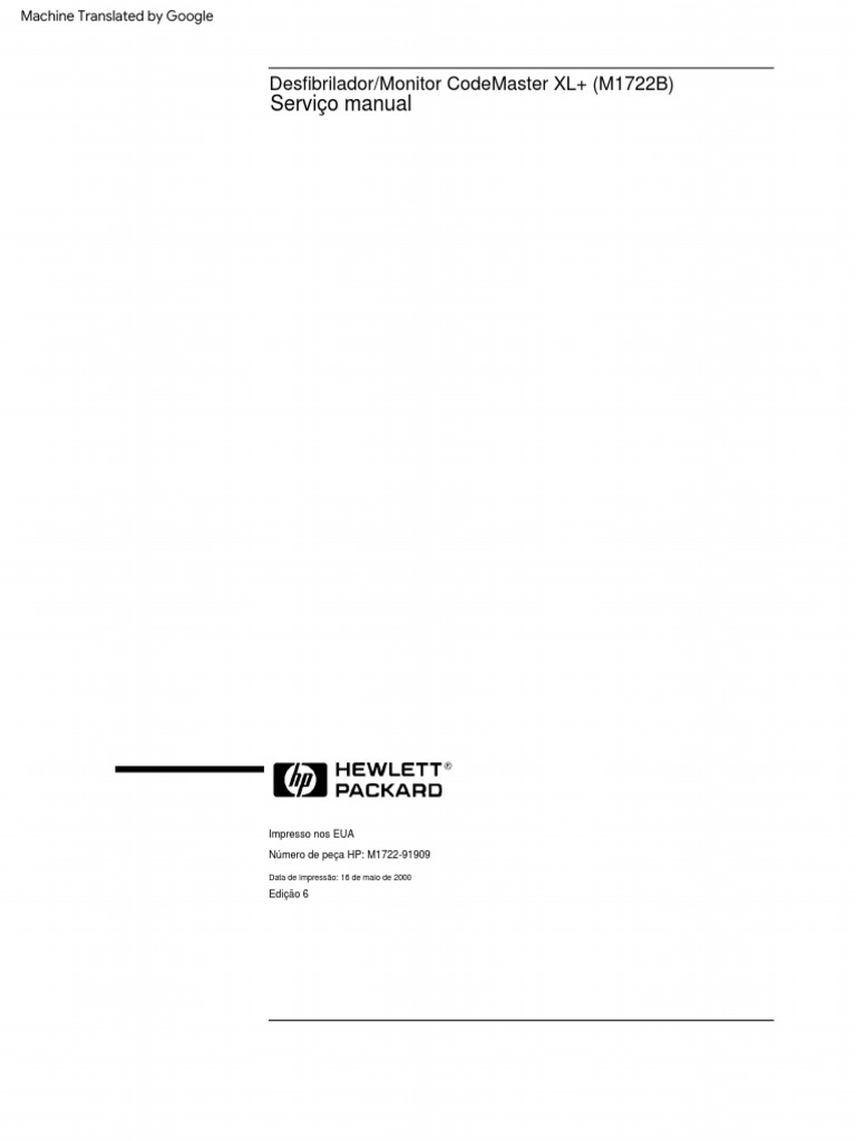 Manual de Servicio Desfibrilador HP Codemaster (Português) | PDF ...