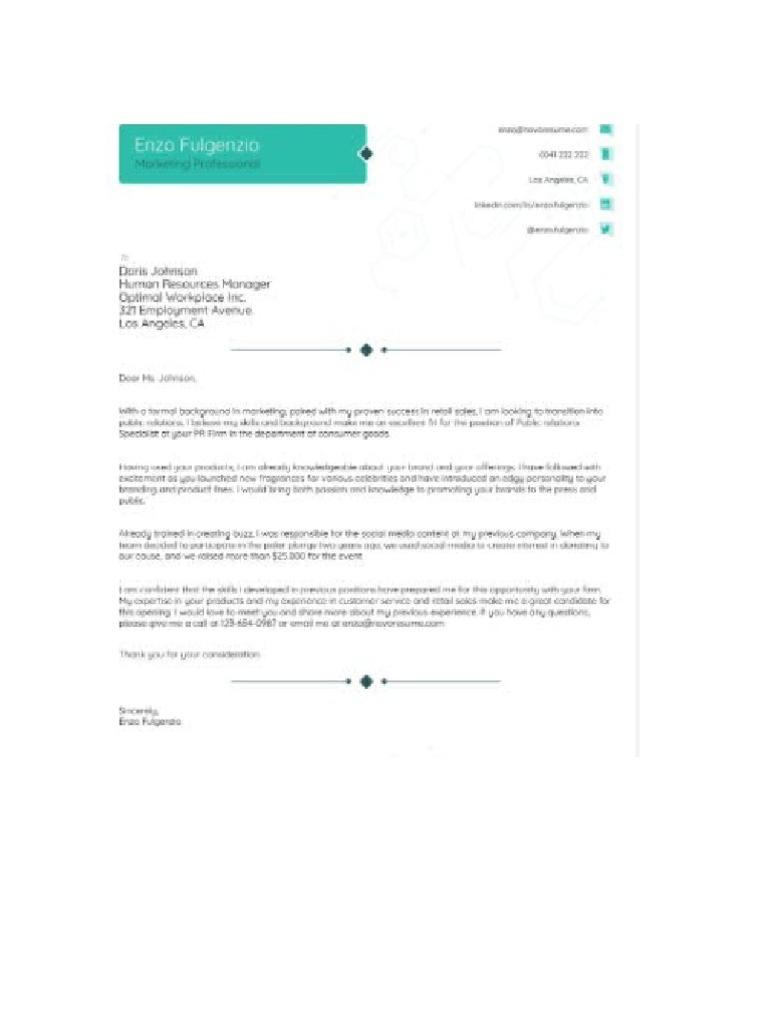 Cover Letter Highlights | PDF