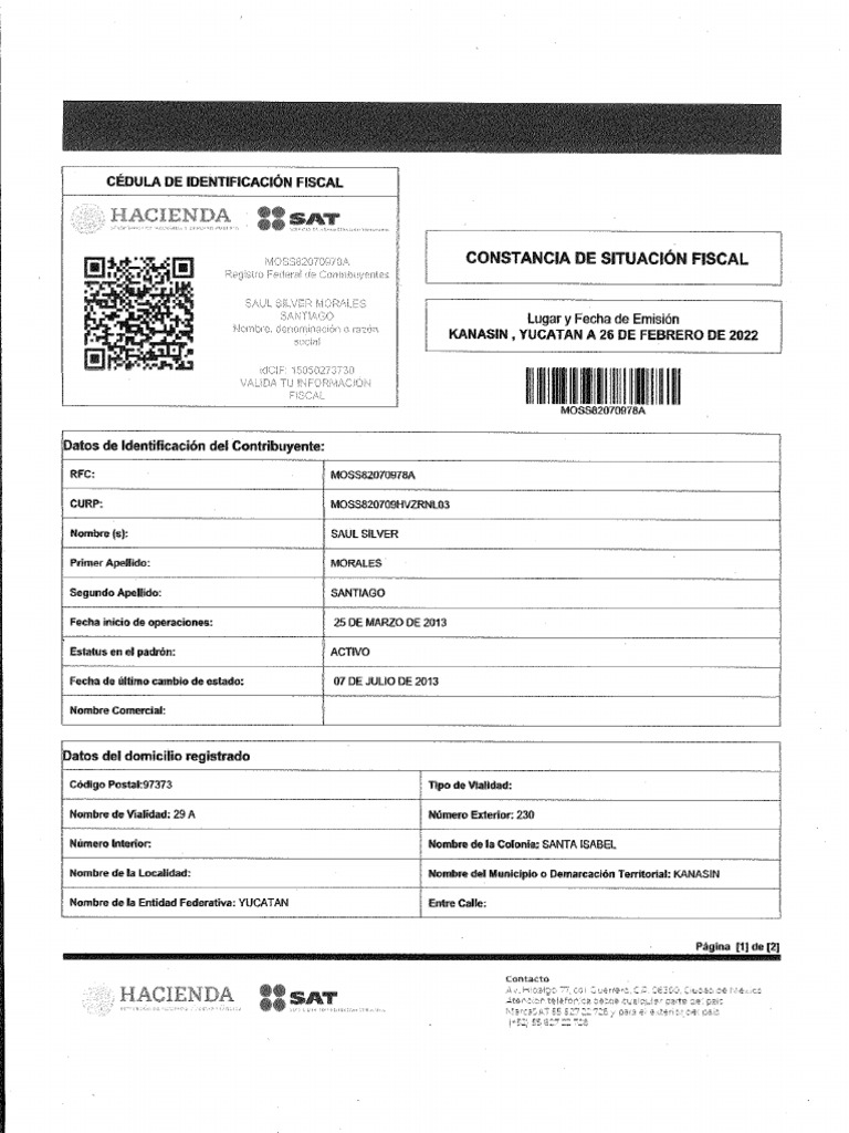 Constancia Del SAT | PDF