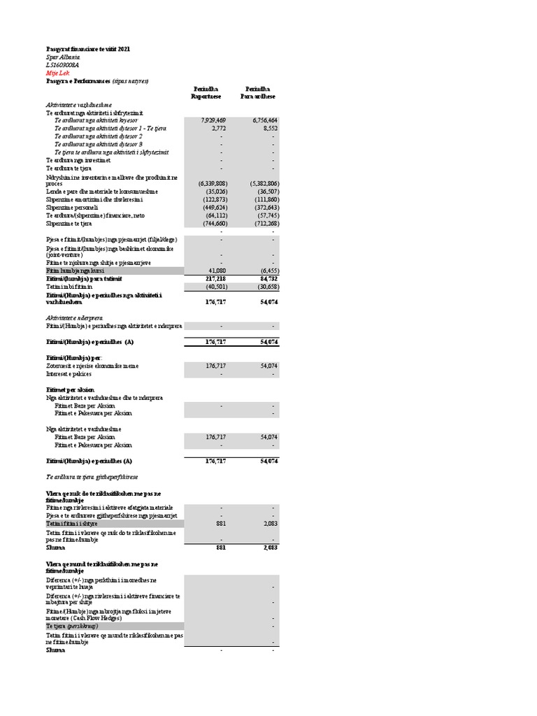 1 - Pasqyra e Performances Sipas Natyres - xlsx1!26!2023 | PDF