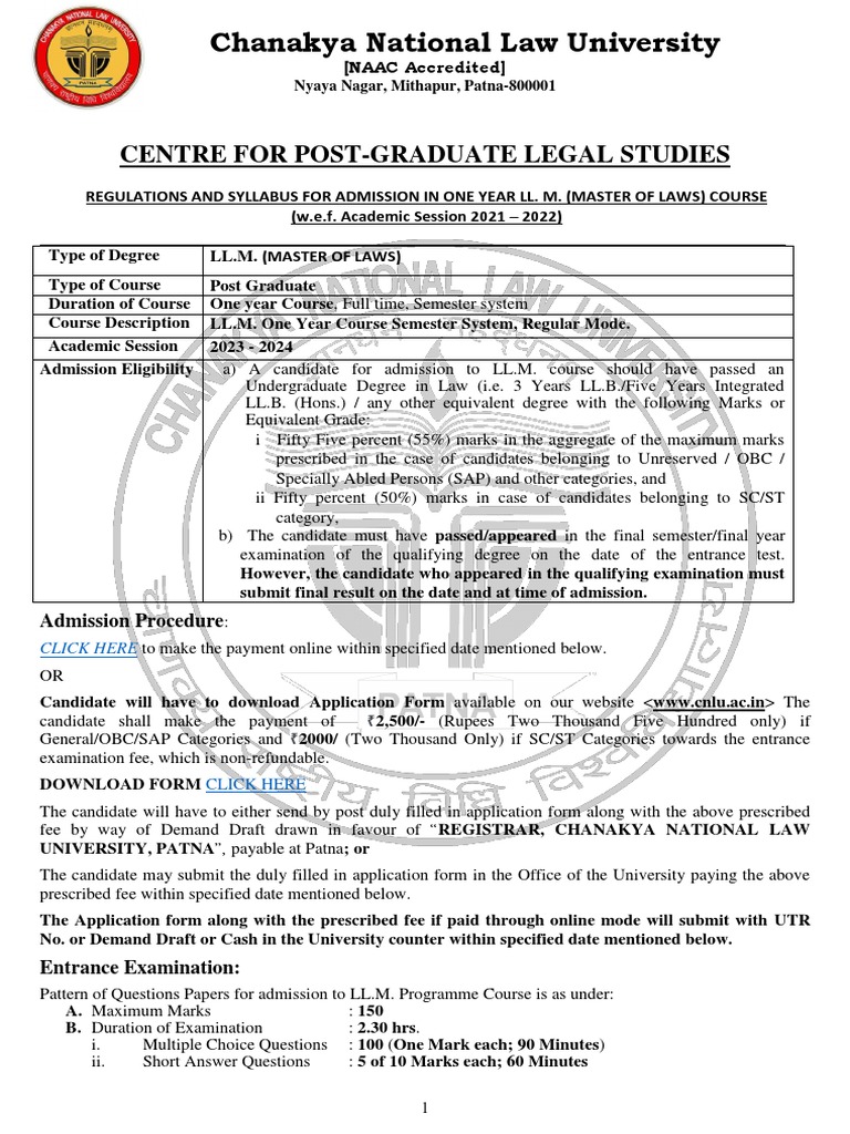 LLM Regulation-2023 | PDF | Thesis | University And College Admission