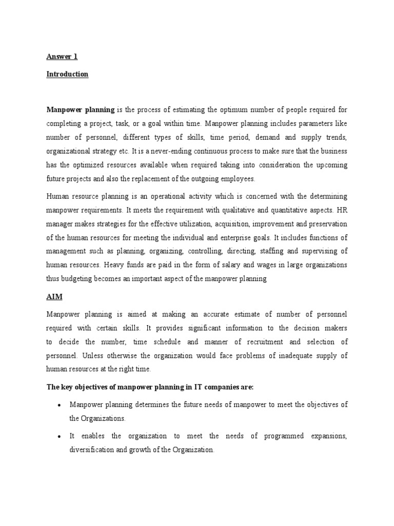 Manpower Planning for IT Firms | PDF | Performance Appraisal | Human ...