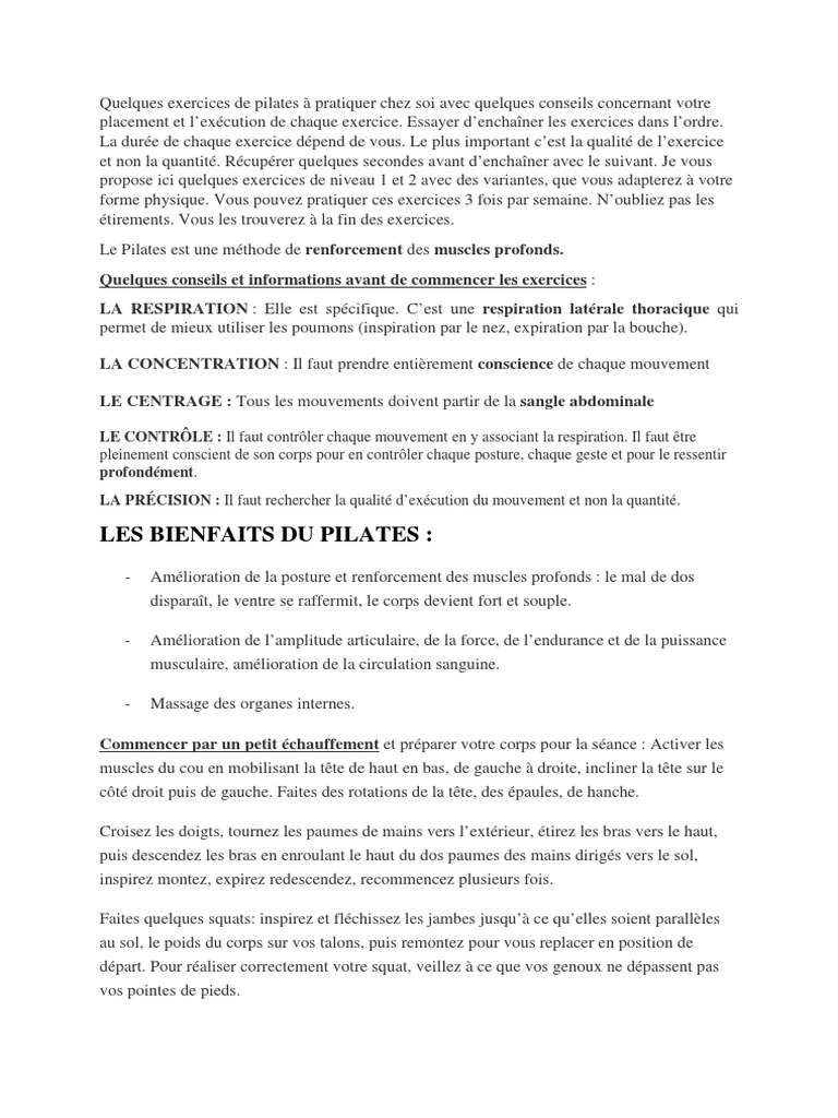 Exercices de Pilates à Domicile | PDF