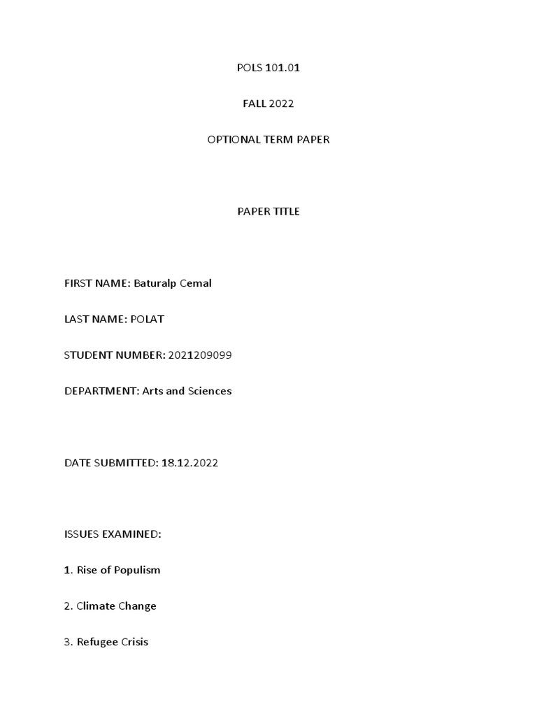 POLS 101 Optional Paper | PDF | Populism | Rationality