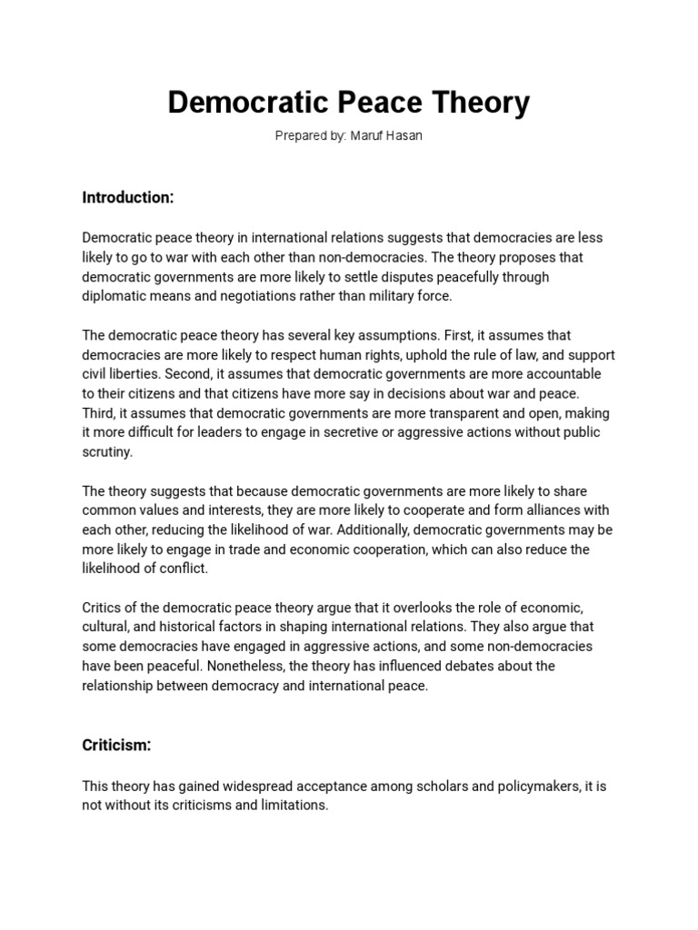Democratic Peace Theory - 3 | PDF | Democracy | Political Ideologies