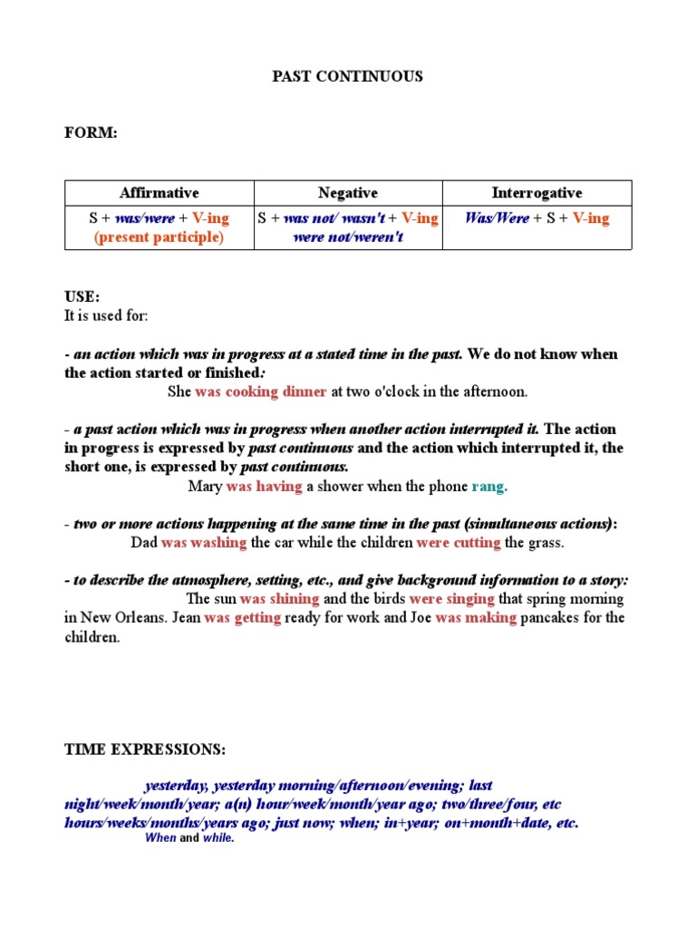 Past Continuous | PDF