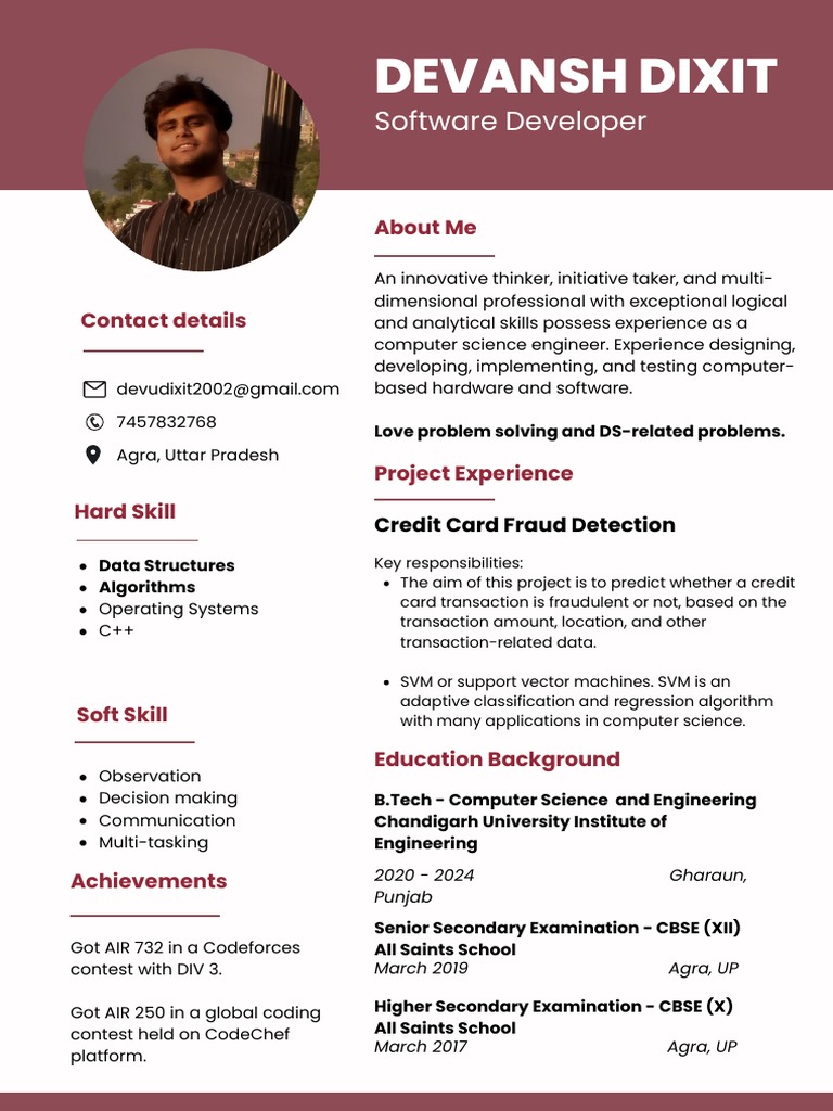 Pink Simple Profile Resume | PDF