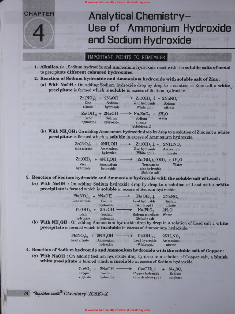 ICSE Rachna Class 10 Chemistry Chapter 04 Analytical Chemistry | PDF
