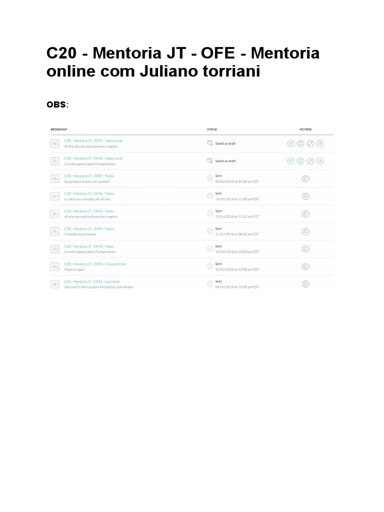 C20 - Mentoria JT - OFE - Mentoria Online Com Juliano Torriani | PDF | Marketing | Facebook
