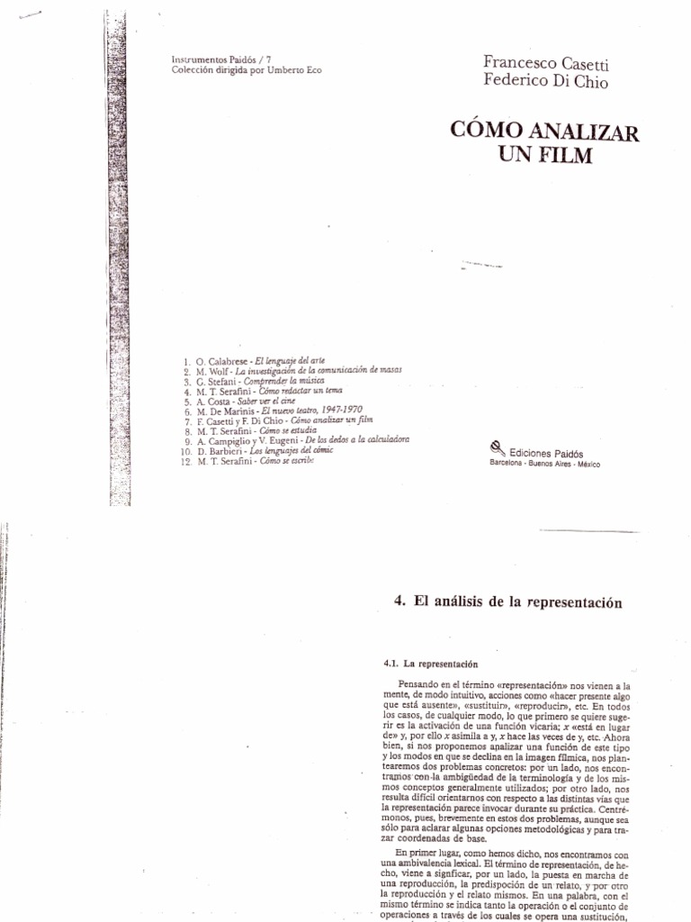 Casetti y Di Chio - Cómo analizar un film | PDF
