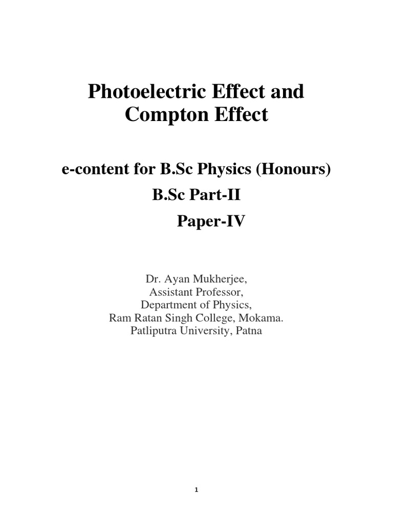 Photoelectric and Compton Effect | PDF | Photoelectric Effect | Electron