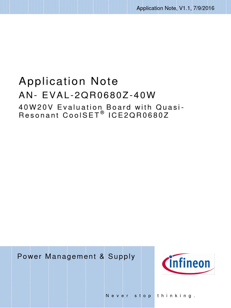 Infineon EVAL ICE2QR0680Z RD v01 - 01 EN 1488413 | PDF | Technology & Engineering