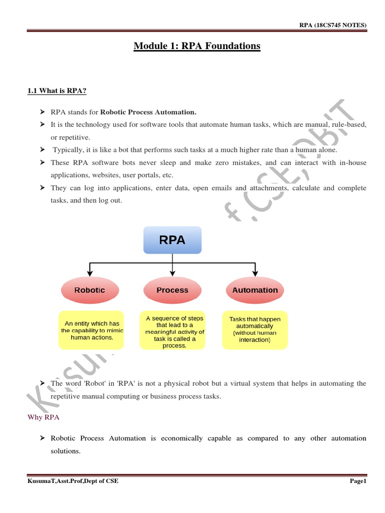 RPA Module 1 Notes | PDF | Cloud Computing | Databases