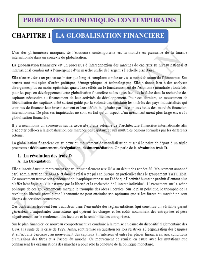 Globalisation Financière : Défis et Acteurs | PDF | Globalisation | Banques