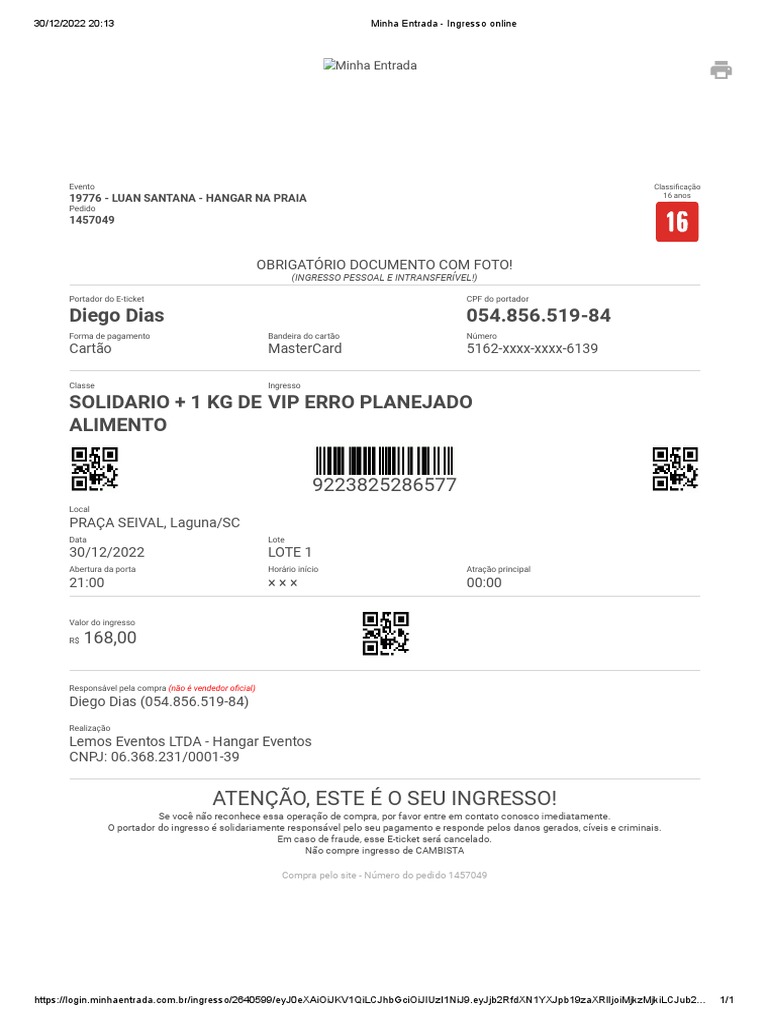 Minha Entrada - Ingresso Online Di | PDF | Brasil