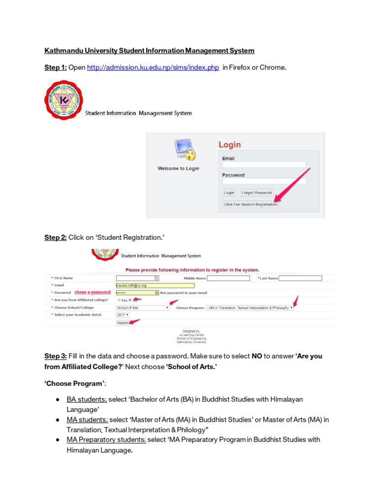 Kathmandu University Student Information Management System Step by Step Guide 2022 | PDF